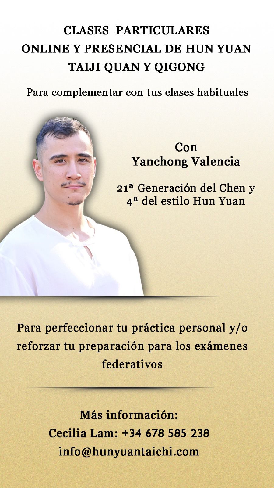 Enseñanza personalizada con Yanchong Valencia - Formación Hun Yuan Tai ...